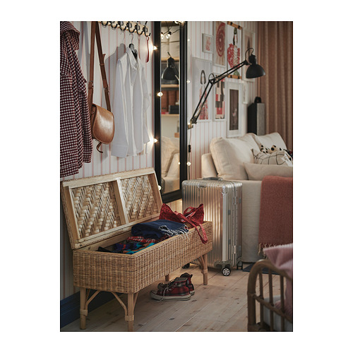 TOLKNING bench with storage, handmade rattan, 120 cm | IKEA Indonesia