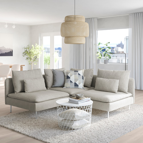 SÖDERHAMN sofa sudut, 3 dudukan, Viarp krem/cokelat | IKEA Indonesia