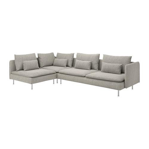 SÖDERHAMN sofa sudut, 4 dudukan, dengan ujung terbuka/Viarp krem/cokelat | IKEA Indonesia