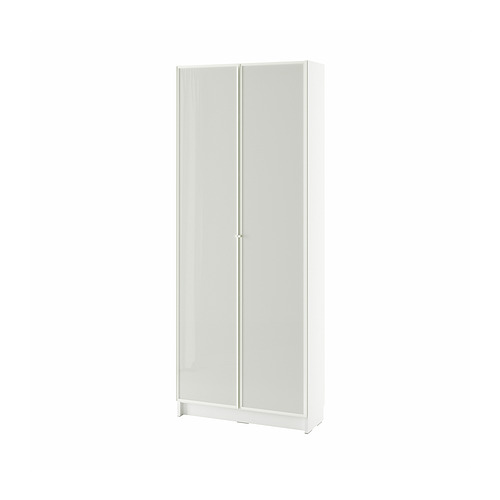 BILLY/HÖGBO bookcase with glass doors, white, 80x30x202 cm | IKEA Indonesia