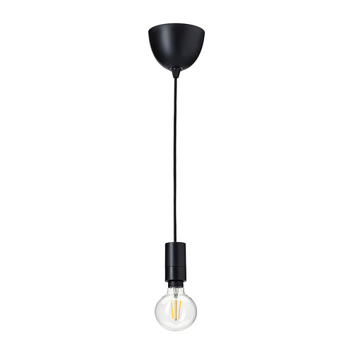TRÅDFRI/SUNNEBY pendant lamp with light bulb, black/smart warm white ...