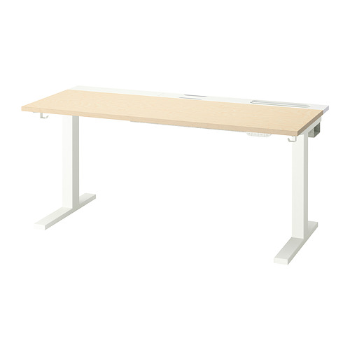 MITTZON desk sit/stand, electric birch veneer/white, 140x60 cm | IKEA ...