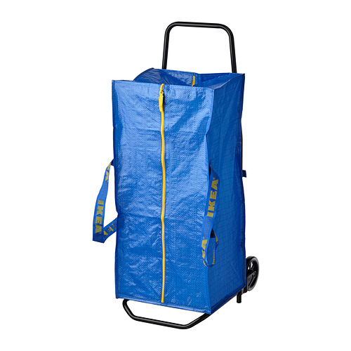 RULLEBÖR/FRAKTA trolley with trunk, black/blue | IKEA Indonesia