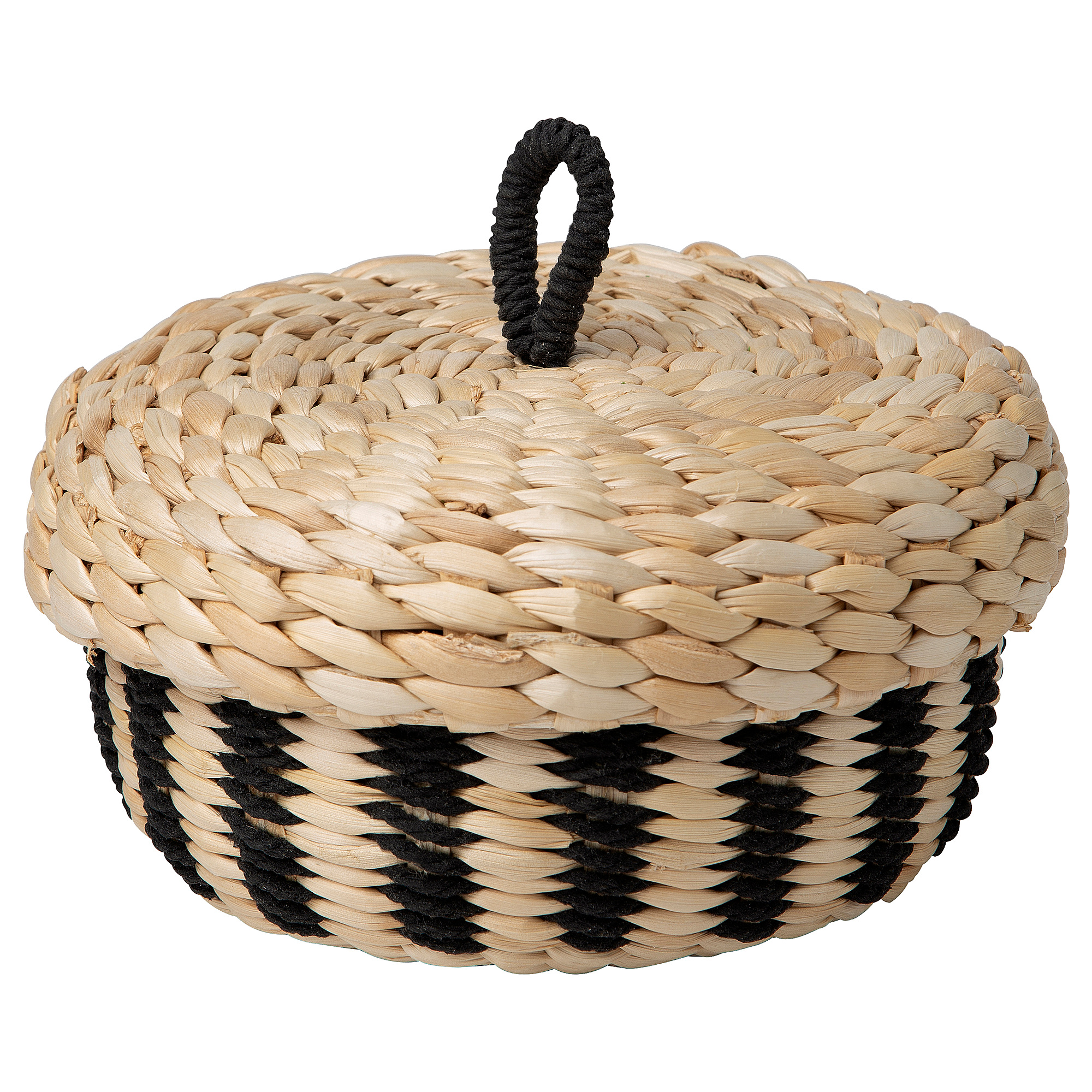 MÄVINN box with lid, banana fibre/black stripe pattern | IKEA Indonesia
