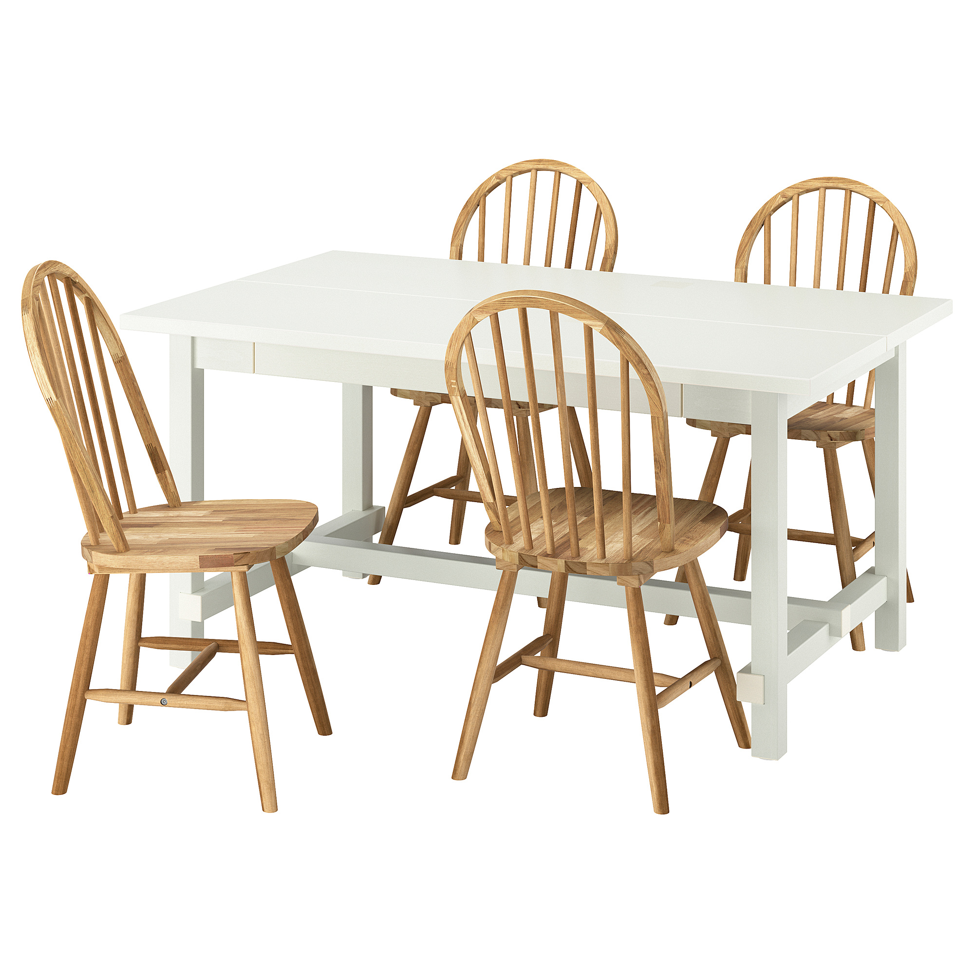 NORDVIKEN/SKOGSTA table and 4 chairs, white/acacia, 152/223 cm | IKEA ...
