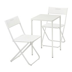FEJAN table+2 folding chairs, outdoor, white/white | IKEA Indonesia