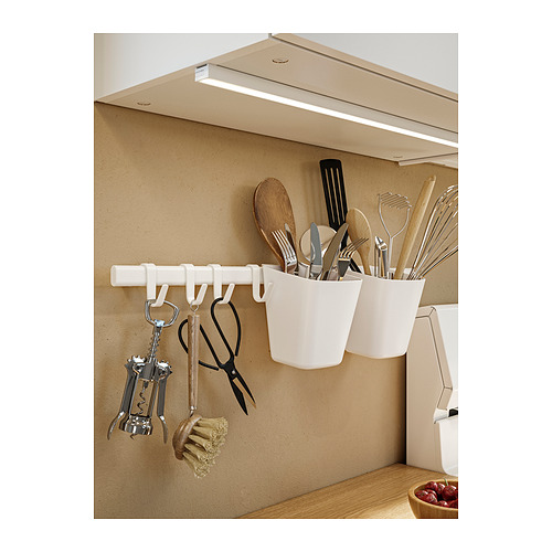 SUNNERSTA rail with 4 hooks and 2 containers, white | IKEA Indonesia
