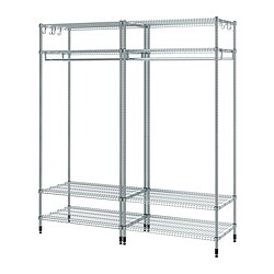 OMAR shelving unit with clothes rail, galvanised, 92x50x201 cm | IKEA ...