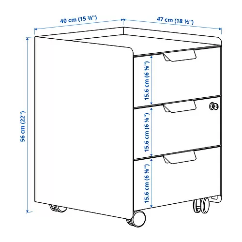 TROTTEN drawer unit w 3 drawers on castors, white | IKEA Indonesia
