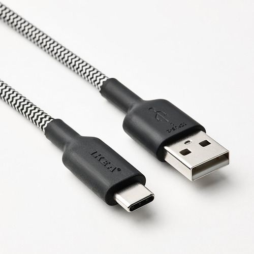 LILLHULT USB-A ke USB-C, hitam/putih, 1.5 m | IKEA Indonesia