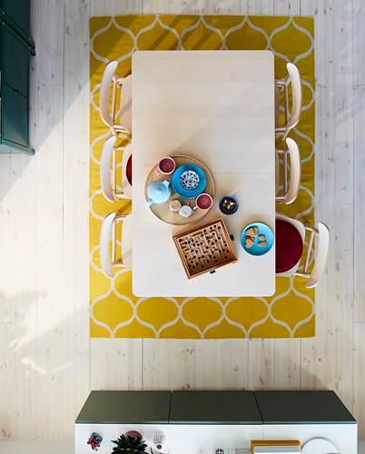 RÖNNINGE meja yang dapat dipanjangkan, kayu birch, 155/210x90x75 cm ...