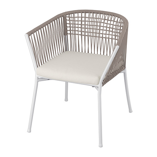 SEGERÖN chair with armrests, outdoor, white/beige/Frösön/Duvholmen ...