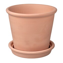MUSKOTBLOMMA plant pot with saucer, in/outdoor terracotta, 12 cm | IKEA ...