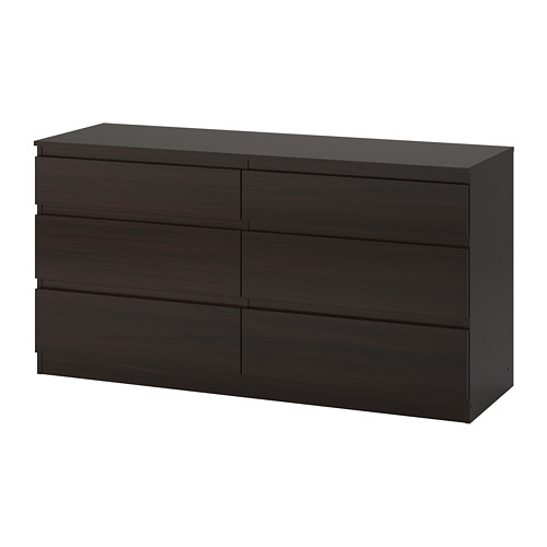 KULLEN chest of 6 drawers, black-brown, 140x72 cm | IKEA Indonesia