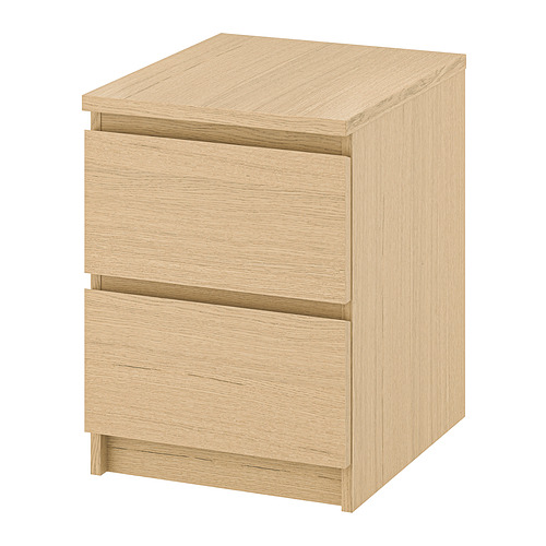 MALM lemari 2 laci, veneer kayu oak diwarnai putih, 40x55 cm | IKEA ...