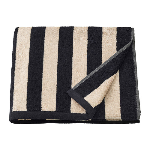 SLÅNHÖSTMAL handuk mandi, hitam/krem muda garis-garis, 70x140 cm | IKEA ...