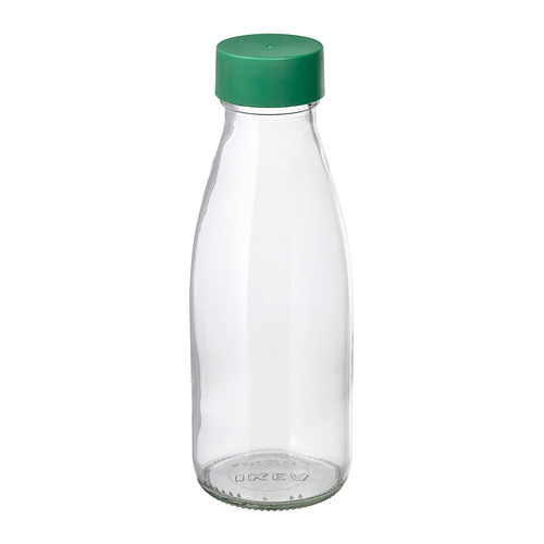 SPARTANSK botol air, kaca bening/hijau, 0.5 l | IKEA Indonesia