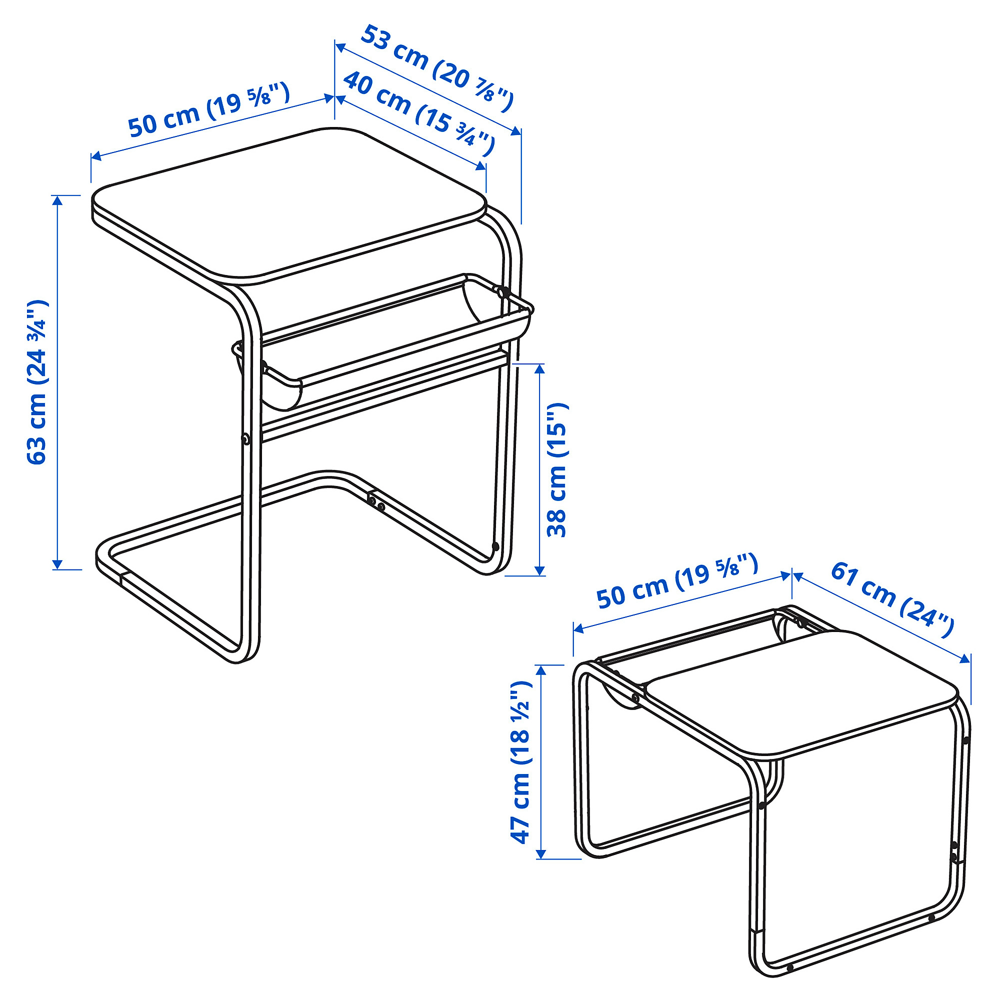 OLSERÖD side table, anthracite/dark grey, 53x50 cm | IKEA Indonesia