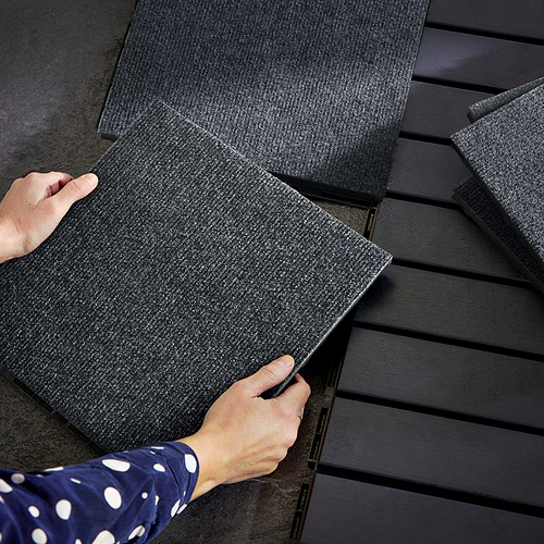 RUNNEN dek lantai, luar ruang, tekstil abu-abu tua, 0.81 m² | IKEA ...