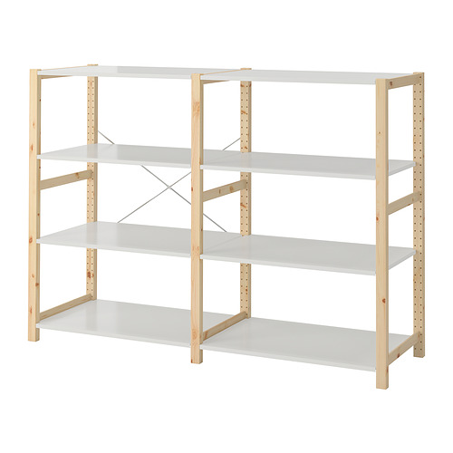 IVAR 2 bagian/rak, kayu pinus/logam putih, 175x50x124 cm | IKEA Indonesia