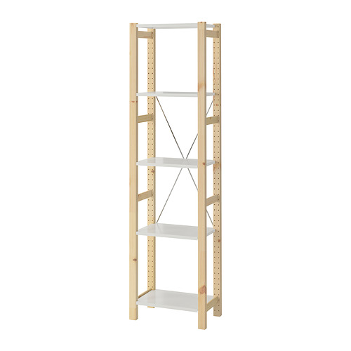 IVAR unit rak , kayu pinus/logam putih, 48x30x179 cm | IKEA Indonesia