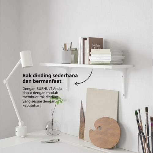 SIBBHULT/BURHULT wall shelf, white/white, 59x20 cm | IKEA Indonesia