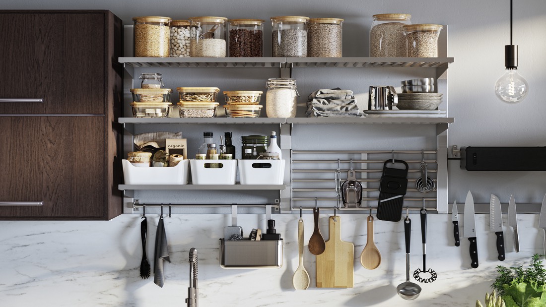 Hanging kitchen rack models that support neatness and aesthetics - IKEA ...